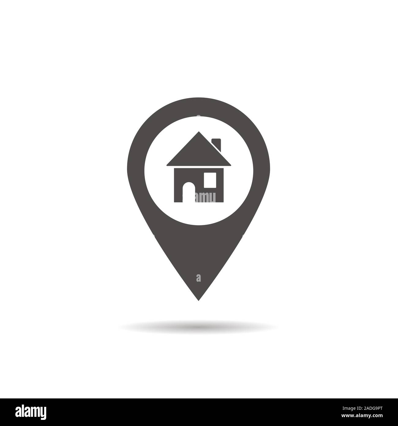 House location icon. Drop shadow map pointer silhouette symbol. Real ...