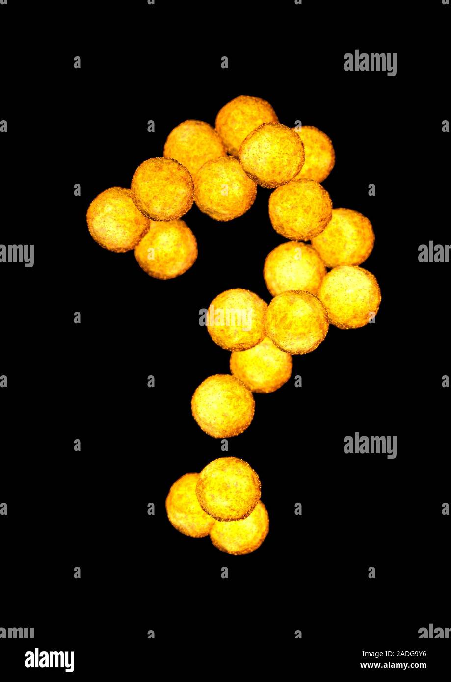 Stem cells, computer artwork. Stem cells in the form of a question mark ...
