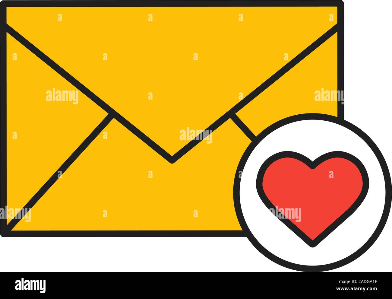 Love letter color icon. Valentines Day correspondence. Isolated vector ...