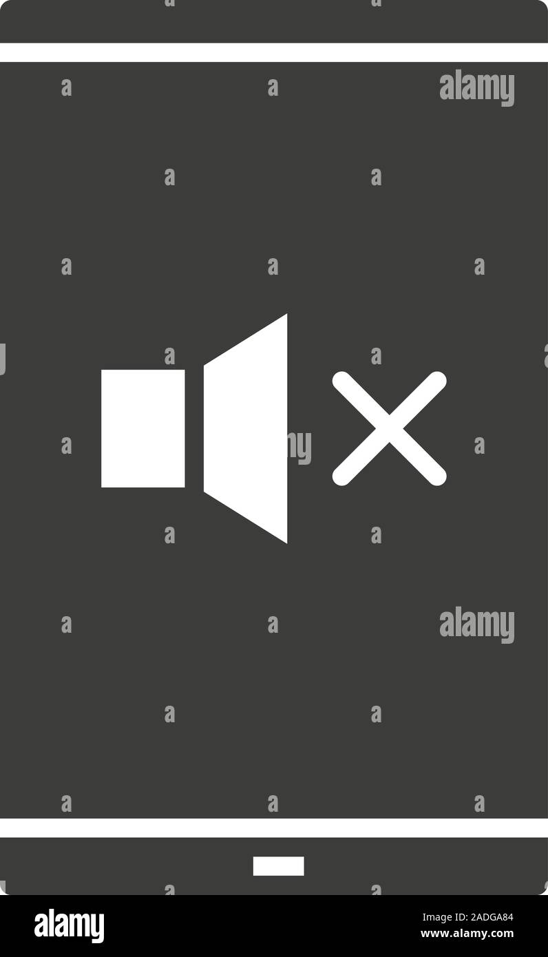 Volume mute smartphone icon. Silhouette symbol. Smart phone with sound ...