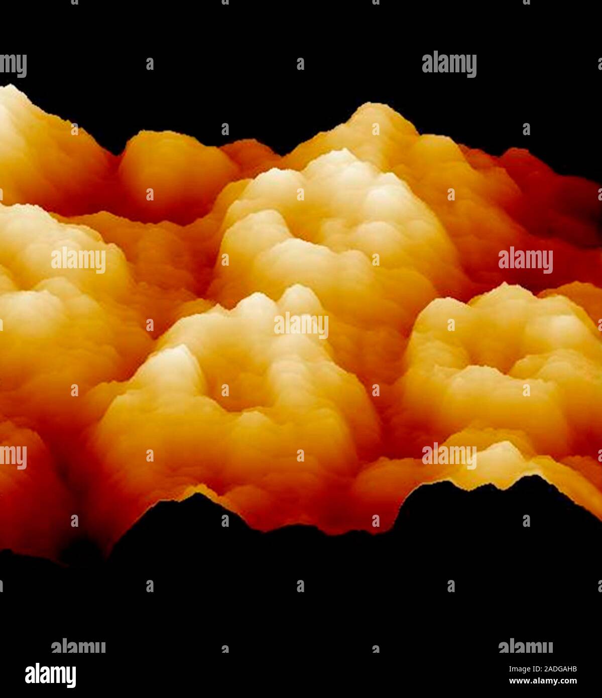 Nuclear pore complexes. Coloured atomic force micrograph (AFM) of the ...
