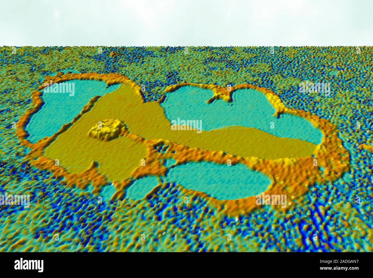 Plasma membrane proteins. Coloured atomic force micrograph (AFM ...