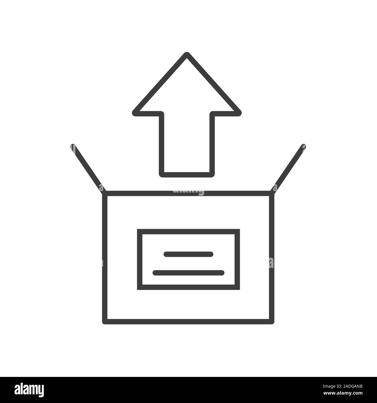 Unboxing linear icon. Thin line illustration. Box unpacking contour ...
