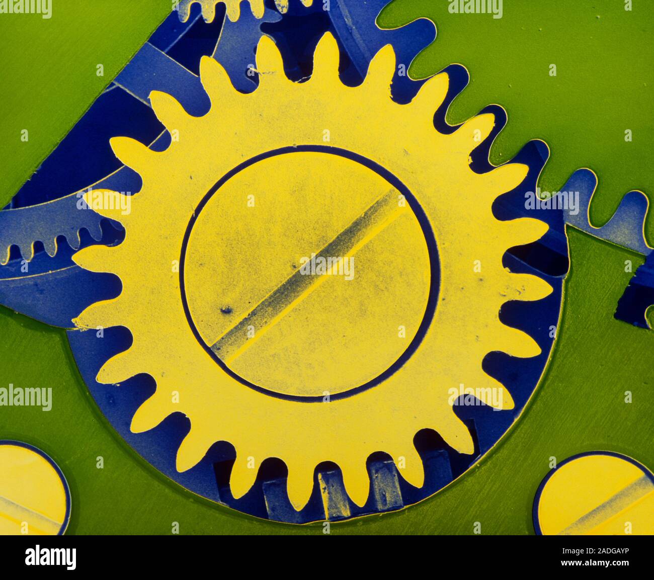 False-colour scanning electron micrograph of the crown wheel of a Swiss ...