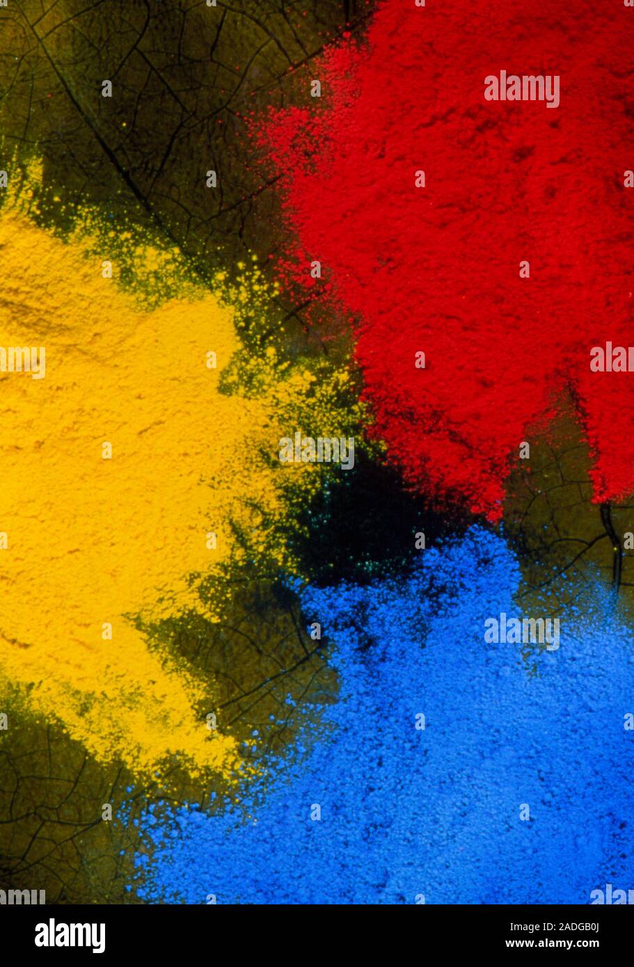 Three piles of powder paint. The colours seen here colours Stock Photo ...