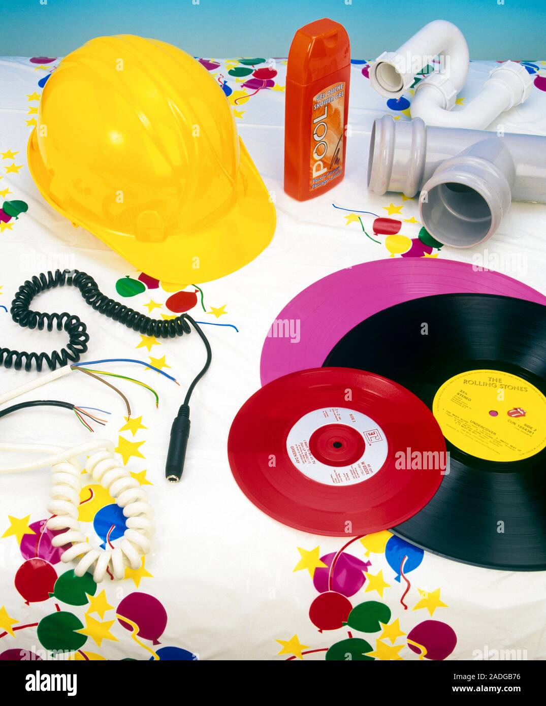 Plastic objects. Collection of familiar objects made using polyvinyl ...