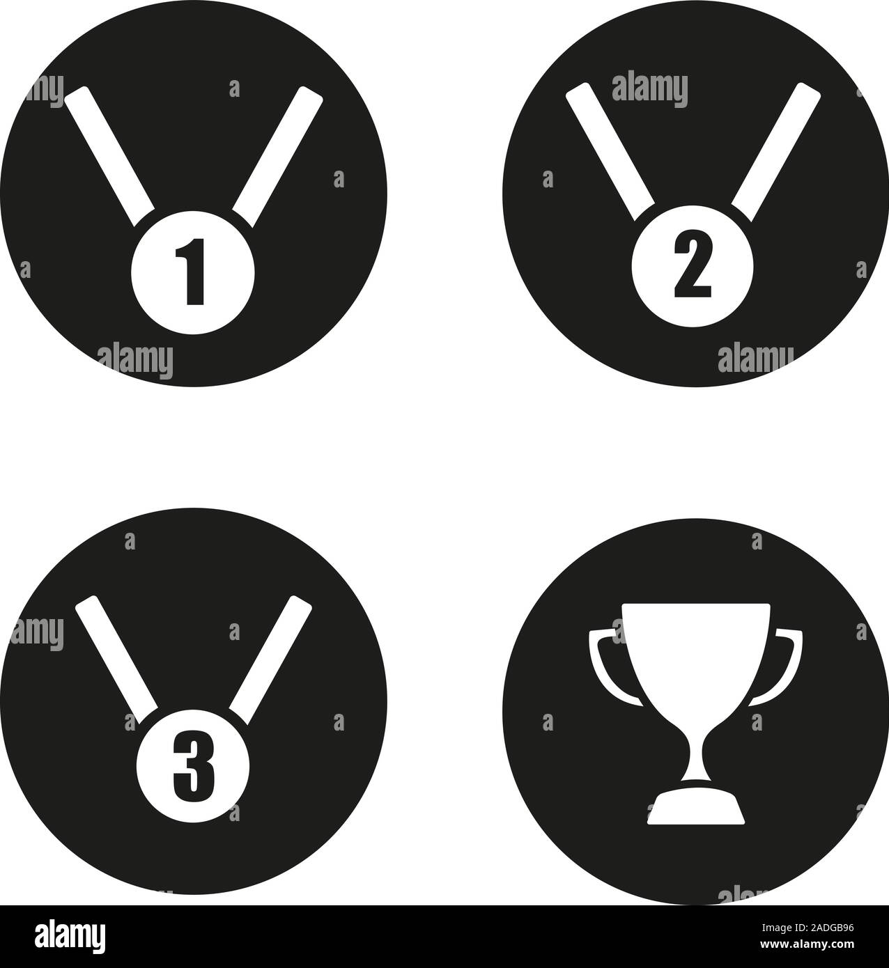 Sport competition rewards icons set. Winner cup, gold, silver and ...
