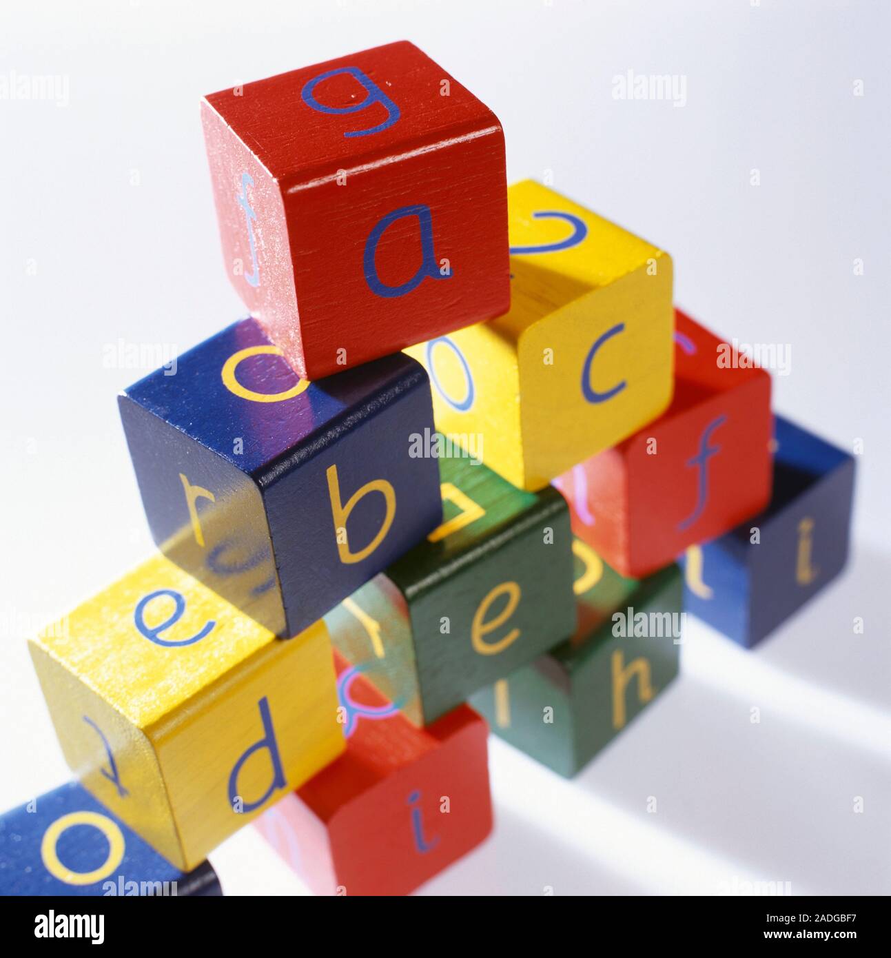 Alphabet toys. Pyramid of building blocks with letters of the alphabet ...