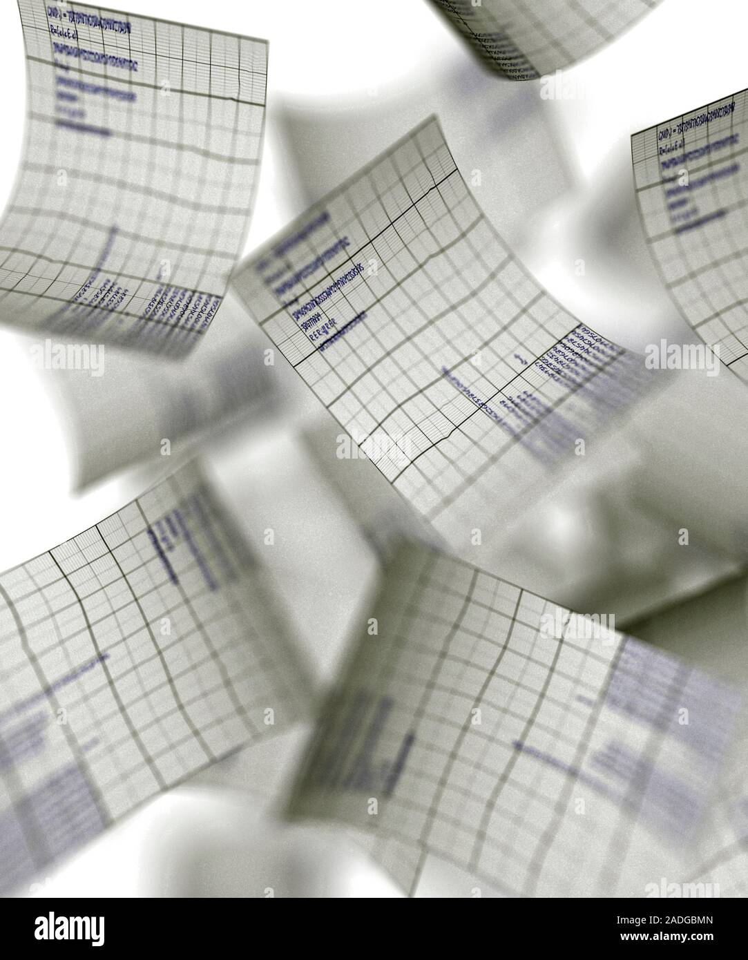 Graph paper, abstract computer artwork of graph paper flying through ...