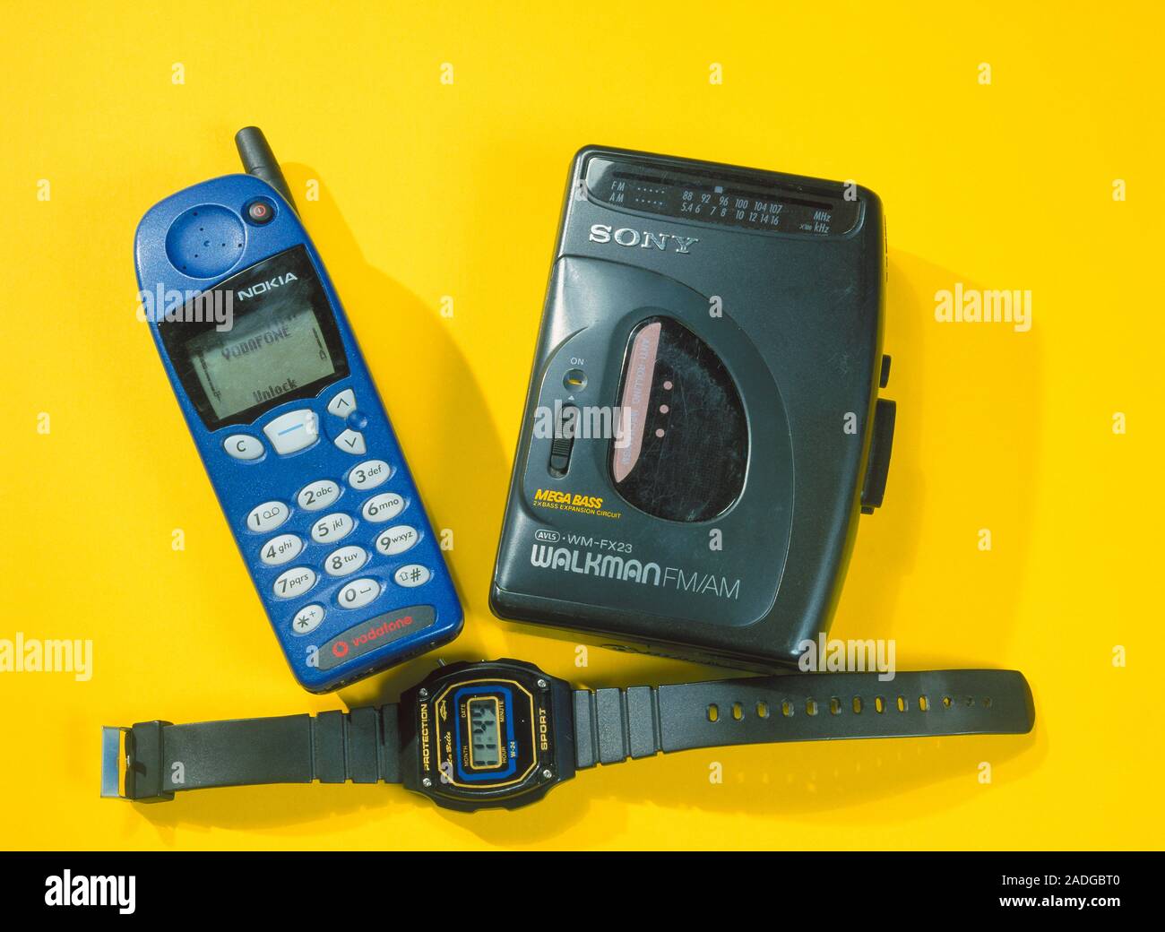 Electrical items, clockwise from left, a Nokia mobile phone, a Sony ...