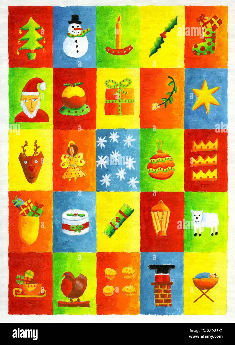 Christmas illustration. Artwork depicting familiar objects associated ...