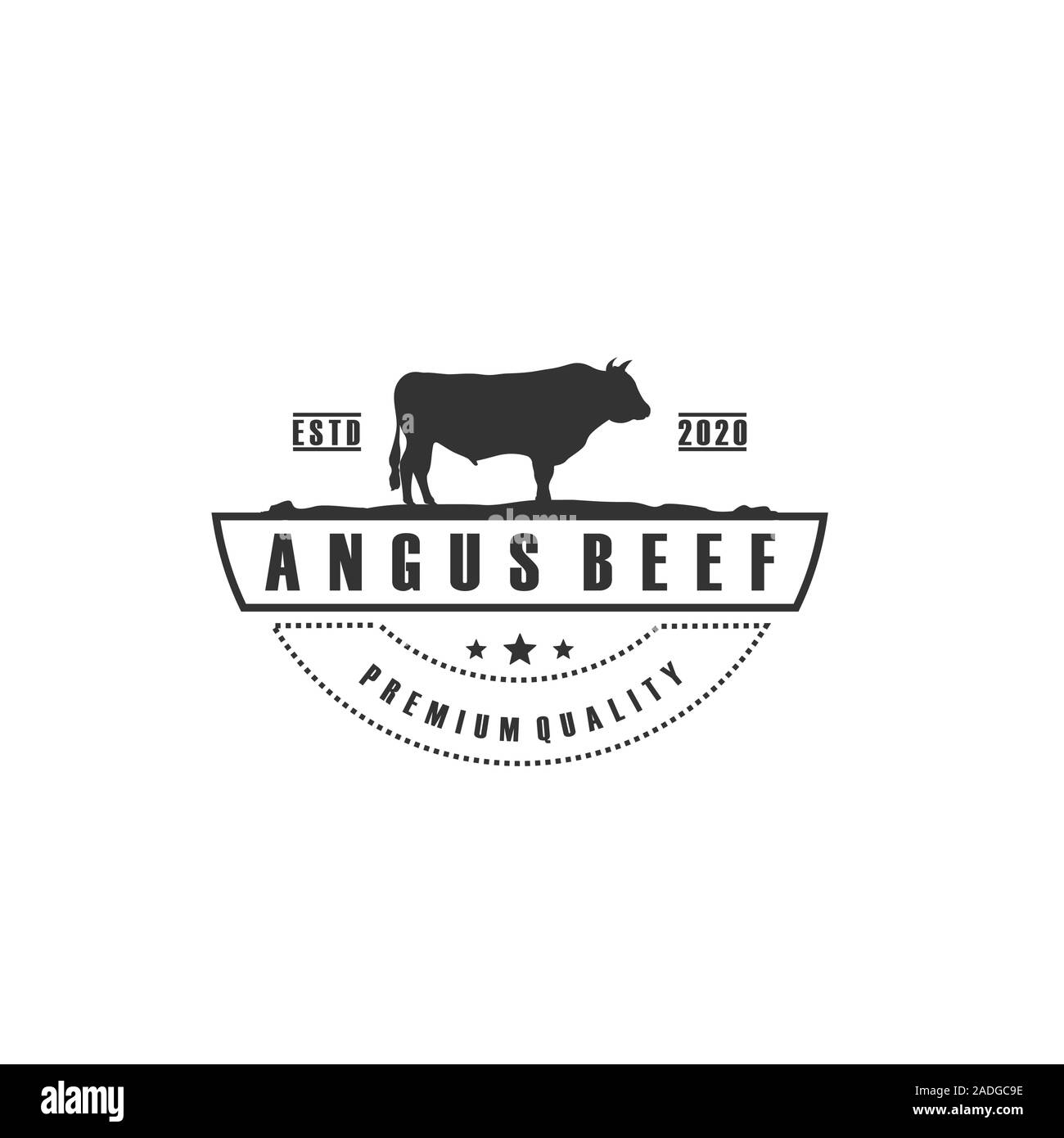 Retro Vintage Cattle / Angus / Beef Emblem Label logo design vector Stock Vector Image & Art - Alamy
