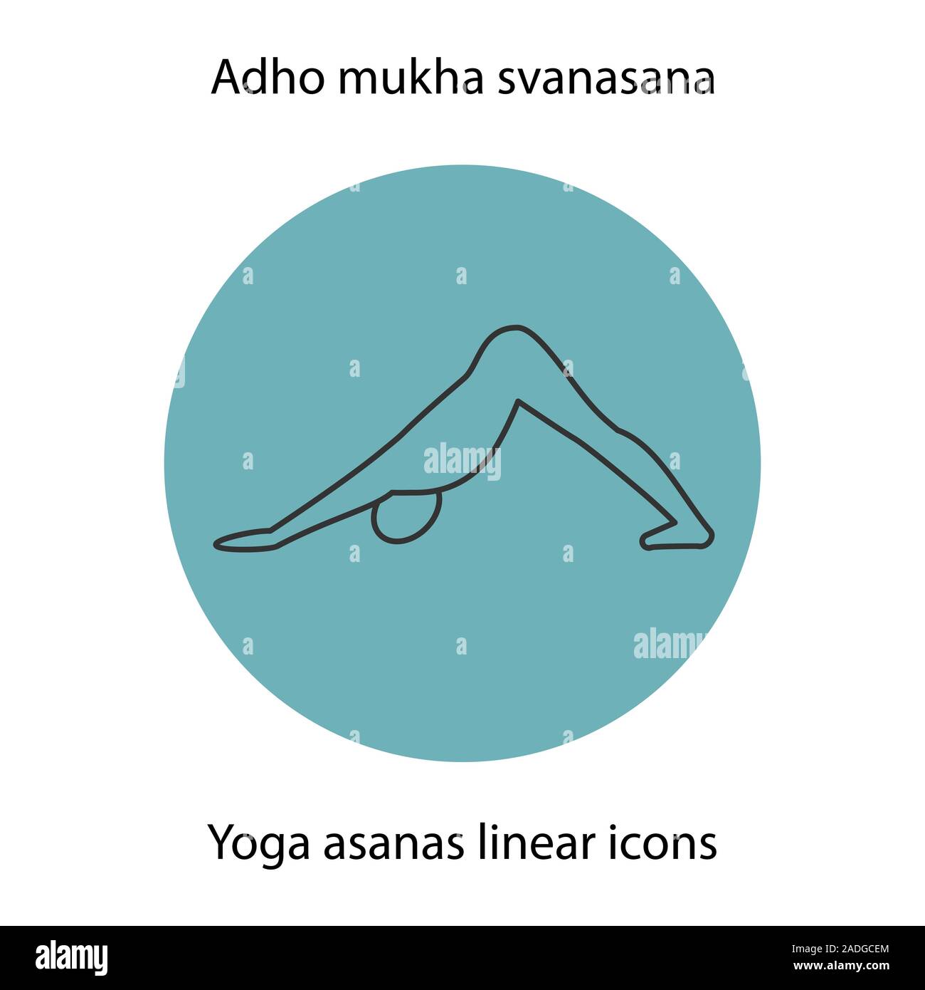 Adho mukha svanasana yoga position. Linear icon. Thin line illustration ...