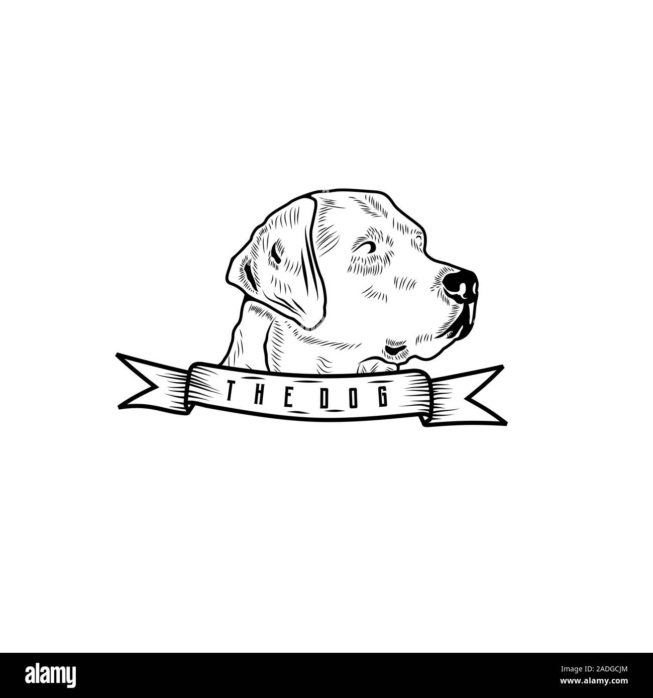 Dog Logo, Vintage hand drawn with brush effect log design tamplate ...