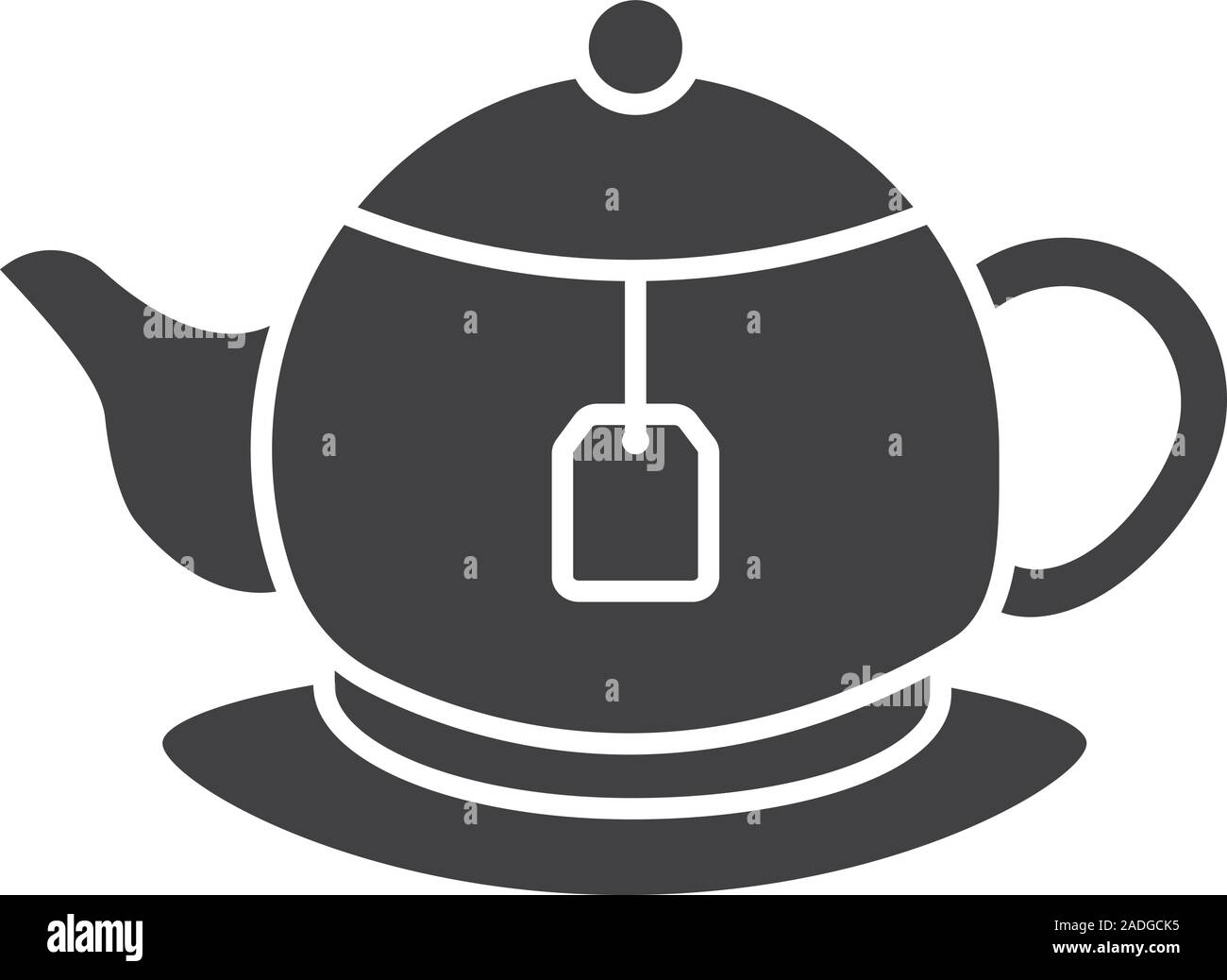 Tea brewing icon. Silhouette symbol. Teapot with label. Negative space ...