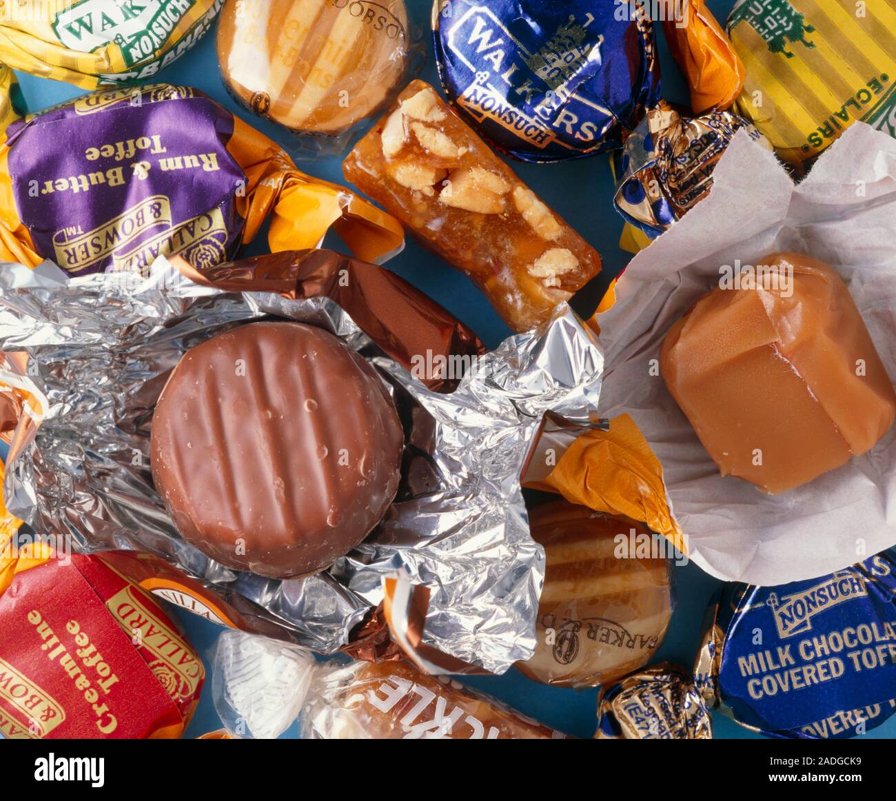 Assorted confectionery. An assortment of sweets including chocolates ...