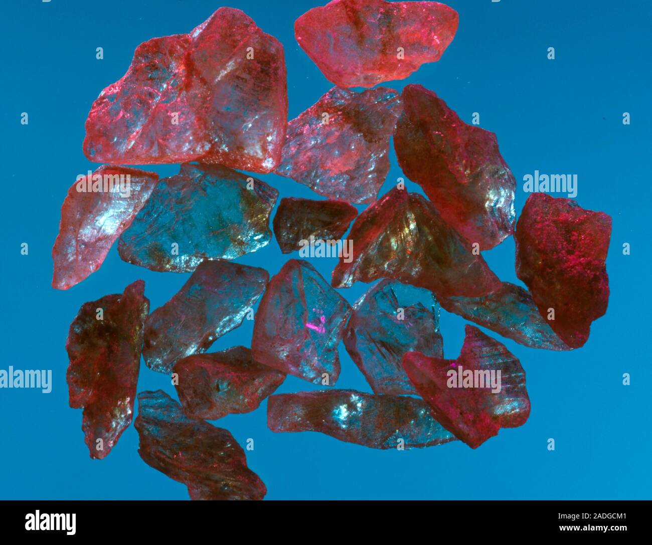 Sugar. Macrophotograph of crystals of sugar (sucrose) taken from a ...