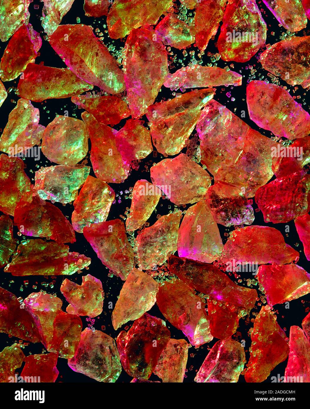 Preserving sugar. Macrophotograph of crystals of preserving sugar ...