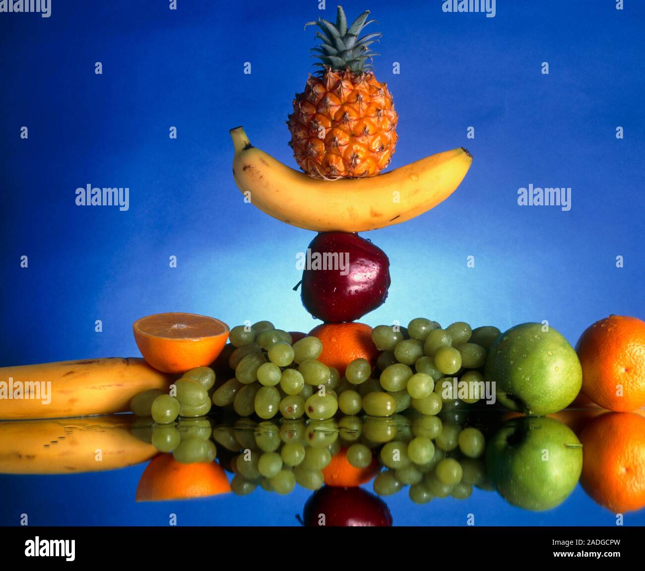 Fruit selection. Asssortment of piled fruit. The fruits in the pile are ...