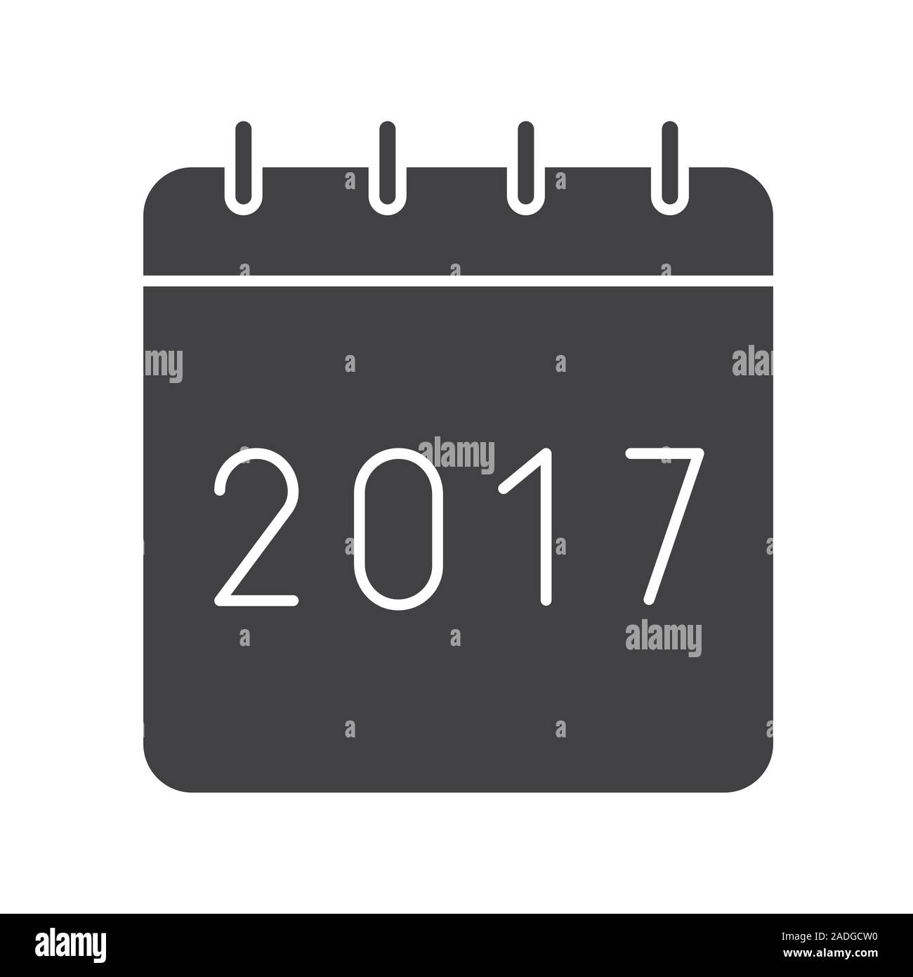 New Year 2017 calendar icon. Silhouette symbol. Negative space. Vector ...