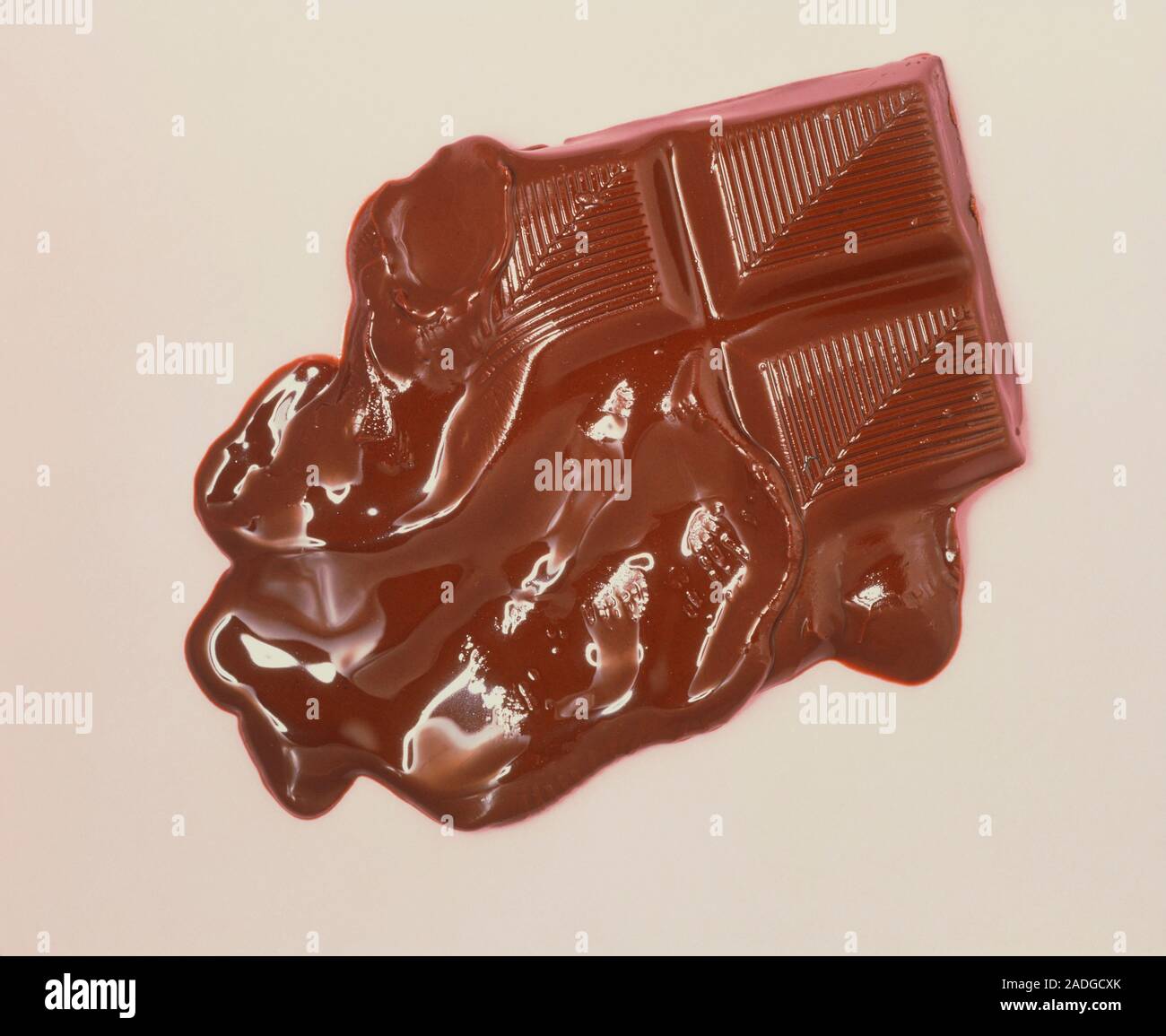 Chocolate bar. View of a partially melted chocolate bar. Junk food like ...