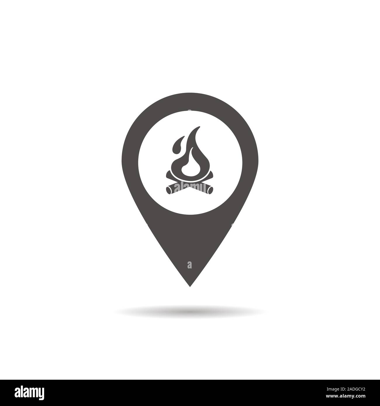 Camping base location icon. Drop shadow map pointer silhouette symbol ...