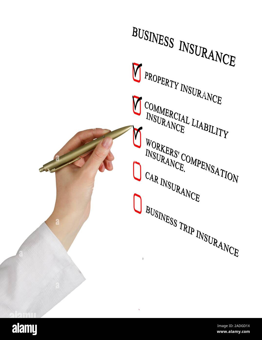 Check list for business insurance Stock Photo - Alamy