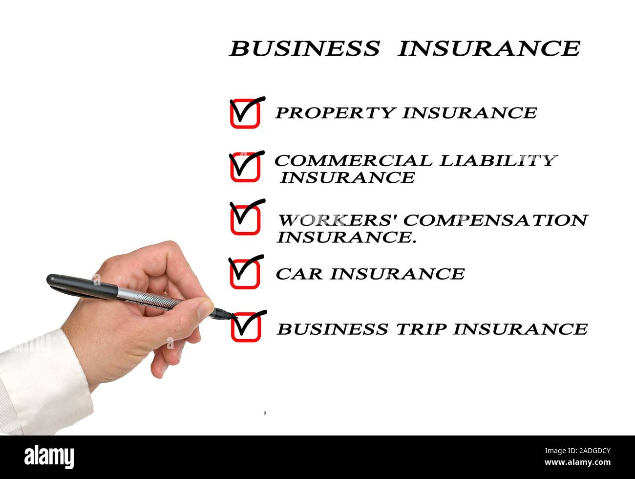 Check list for business insurance Stock Photo - Alamy