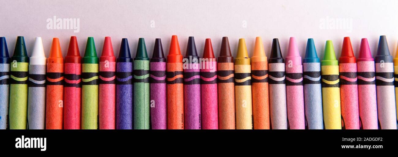 Close-up of assorted wax crayons Stock Photo - Alamy