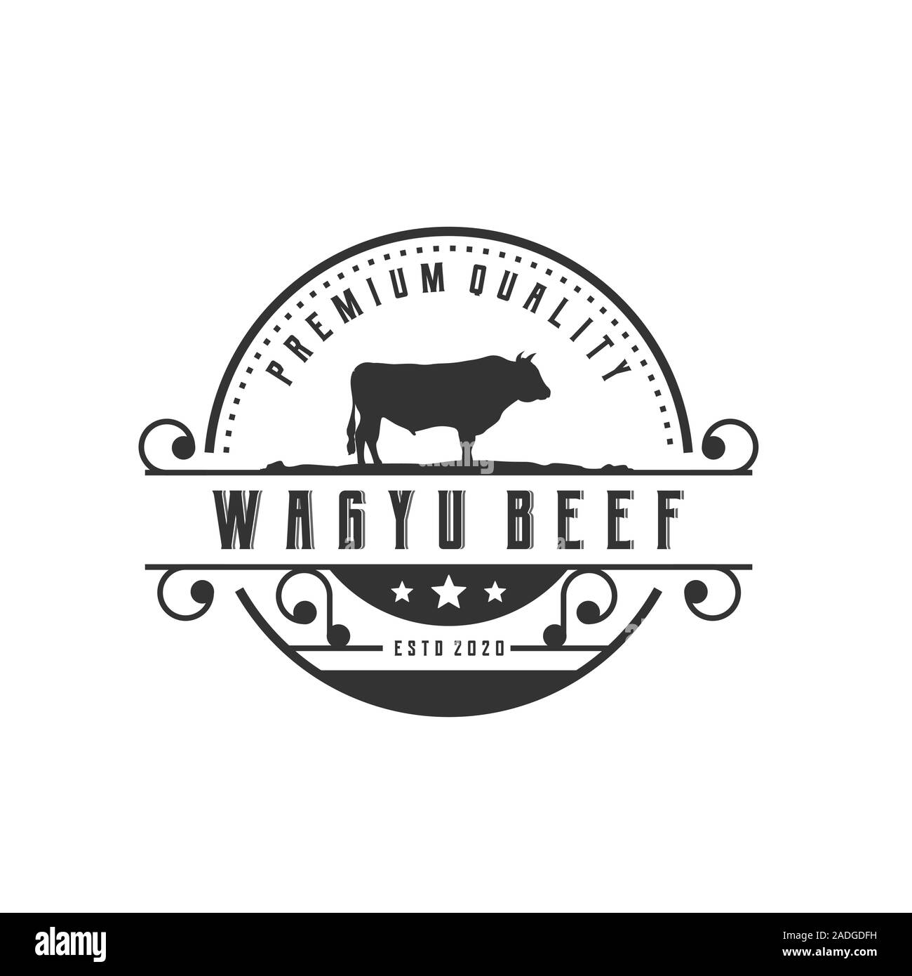 Retro Vintage Cattle / Angus / Beef Emblem Label logo design vector Stock Vector Image & Art - Alamy