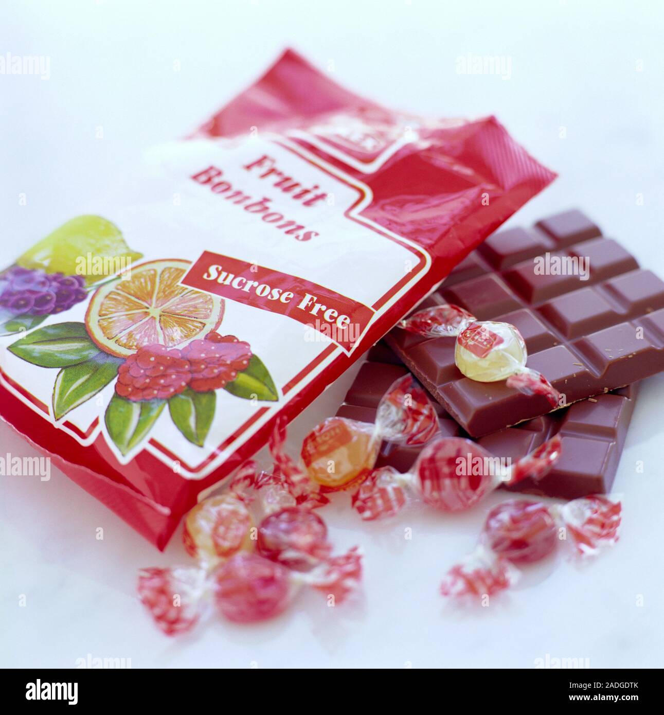 Diabetic sweets. Sugar-free chocolate and boiled sweets. These are ...