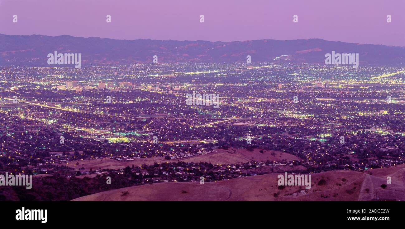 Aerial view of city, Silicon Valley, San Jose, California, USA Stock ...