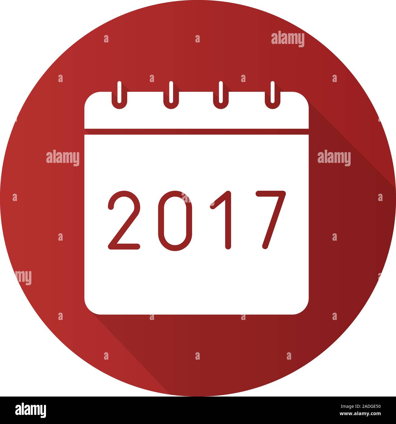 New Year 2017 calendar. Flat design long shadow icon. Vector silhouette ...