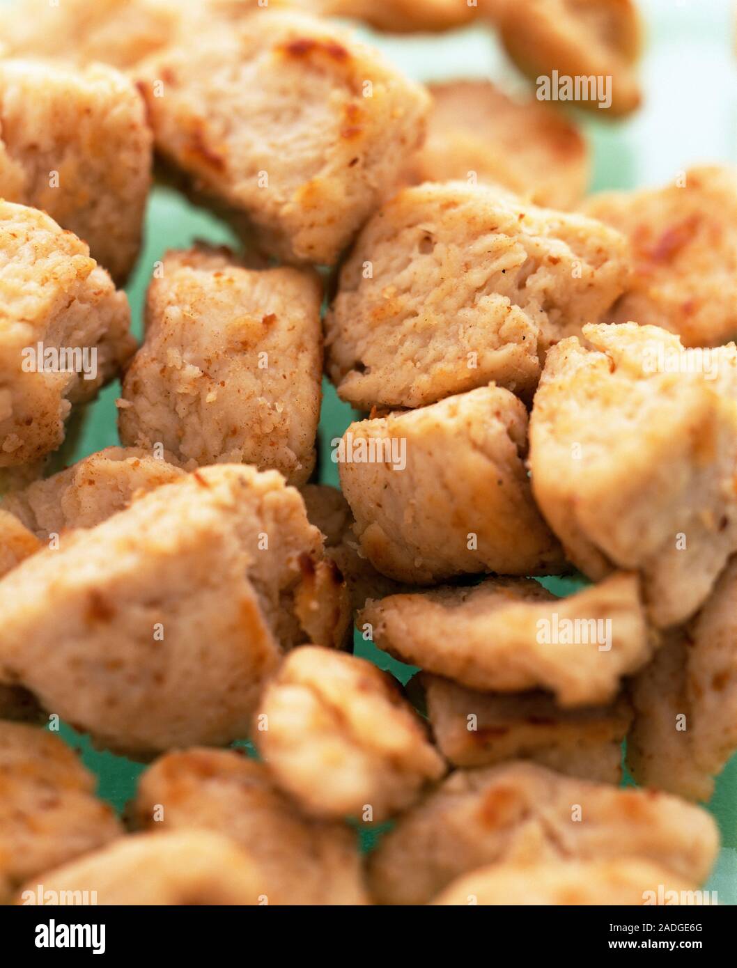 Fried quorn. Quorn is a mycoprotein, a type of protein produced from a ...