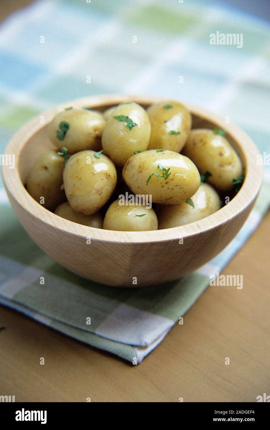 New Jersey potatoes in a bowl. These are a thin- skinned variety of the ...