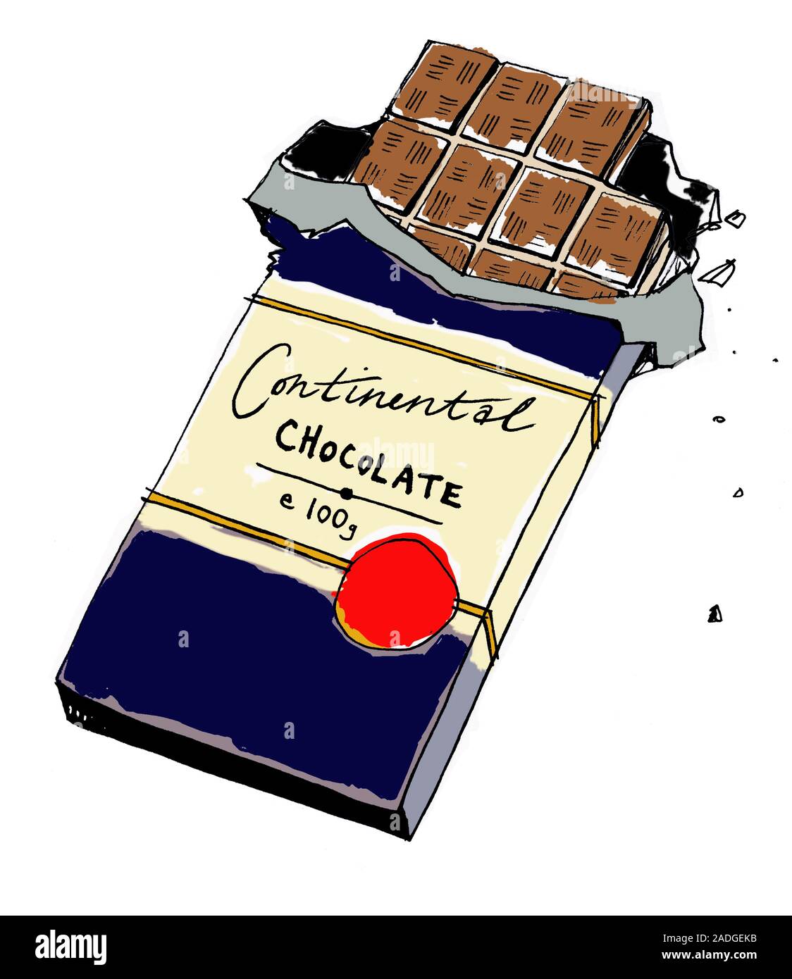 Chocolate bar, computer artwork Stock Photo - Alamy