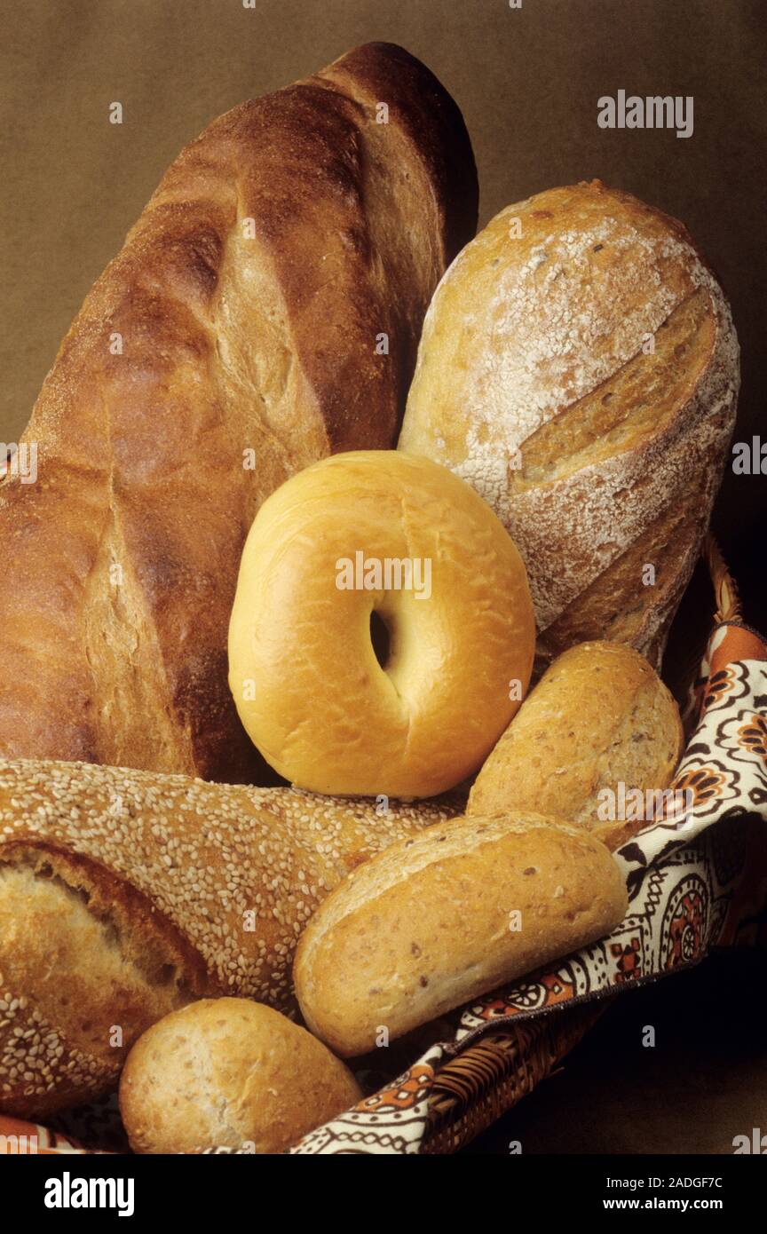 Loaves of bread. An assortment of refined and unrefined bread Stock ...