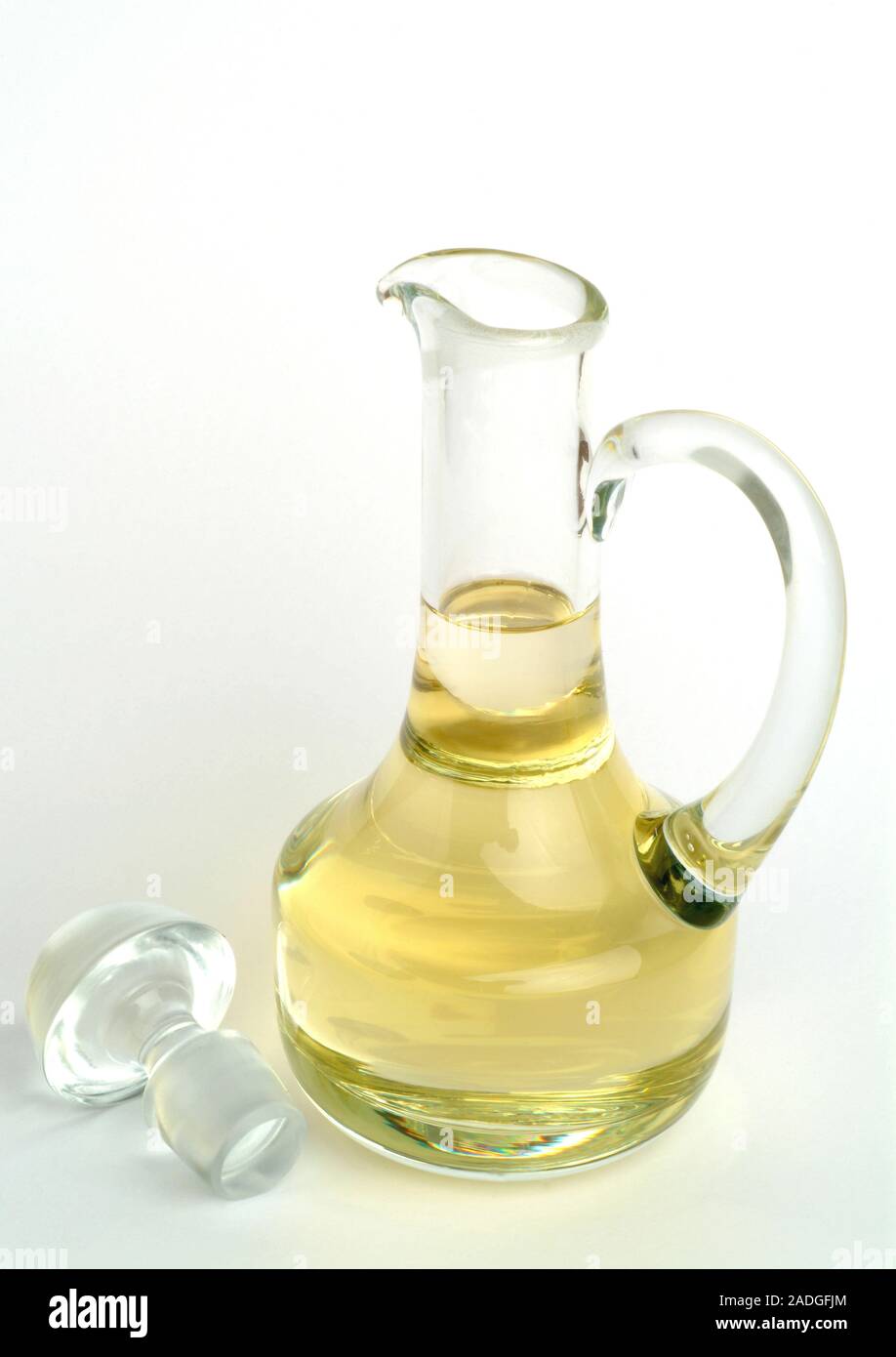 Edible oil in a glass bottle. Edible oils contain fat-soluble vitamins ...