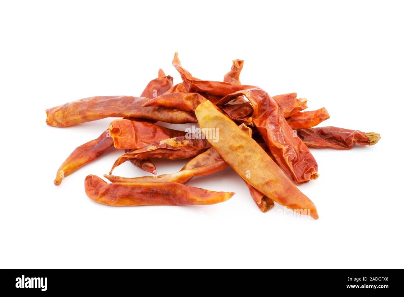 Dried red chilli peppers (Capsicum frutescens). Widely used to add a ...