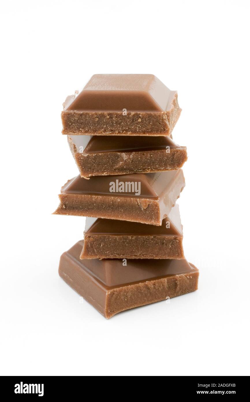 Milk chocolate squares Stock Photo - Alamy
