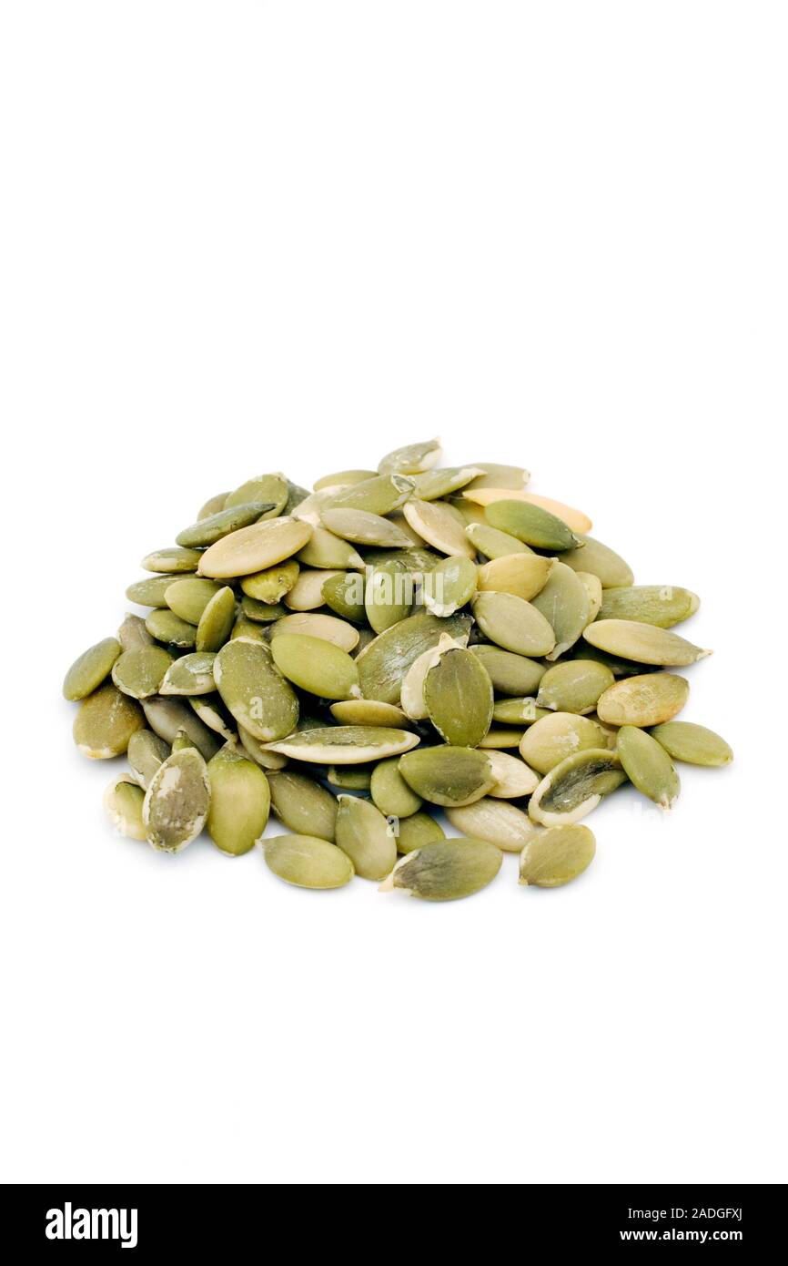 Pumpkin seeds (Cucurbita sp.). These seeds or kernels are dried and ...