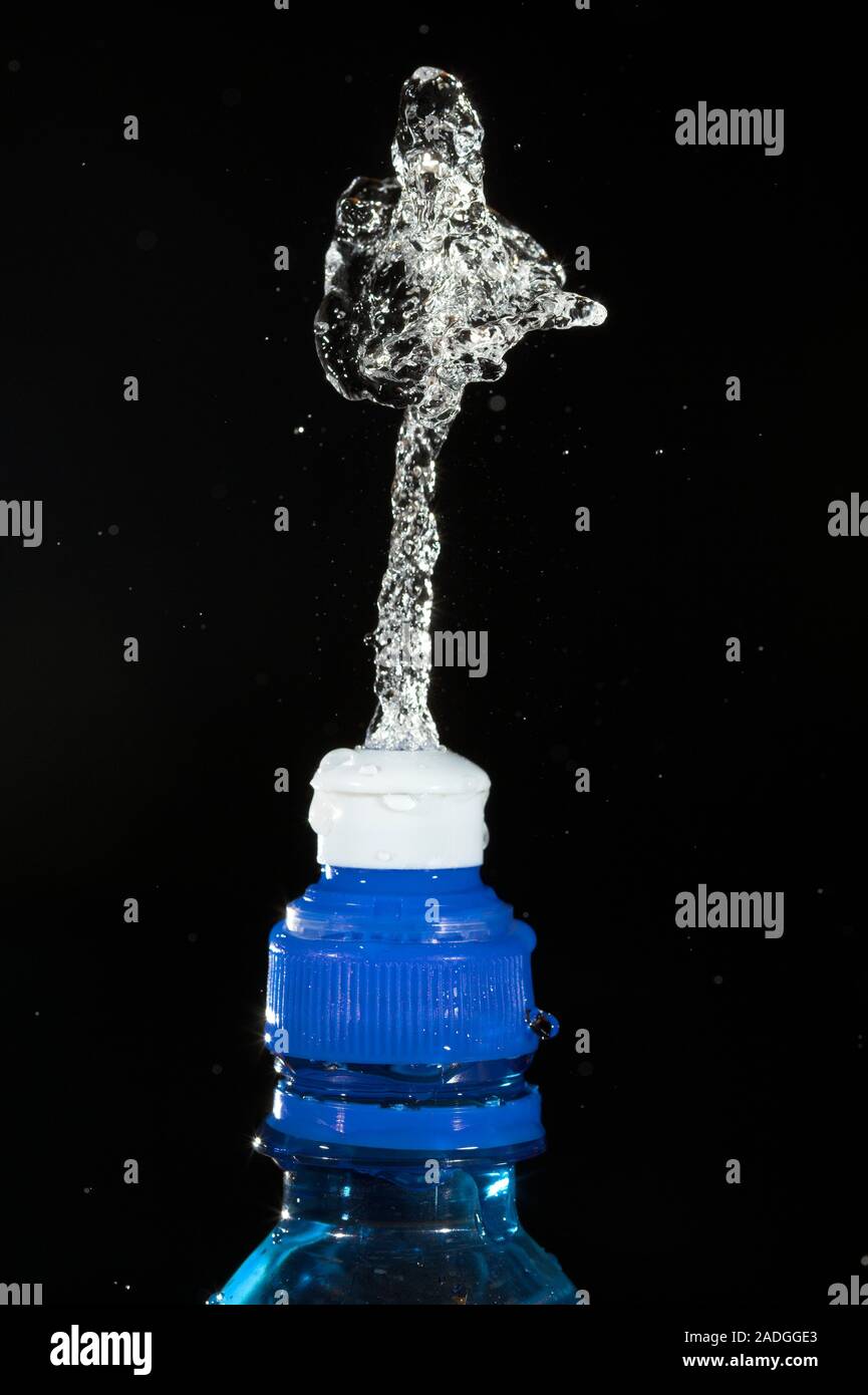 Water. High-speed photograph of water spurting out of a bottle Stock ...