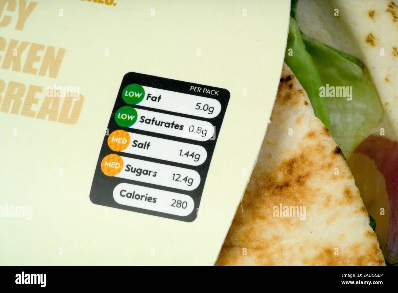 Traffic light labelling. Nutritional information on a food product ...