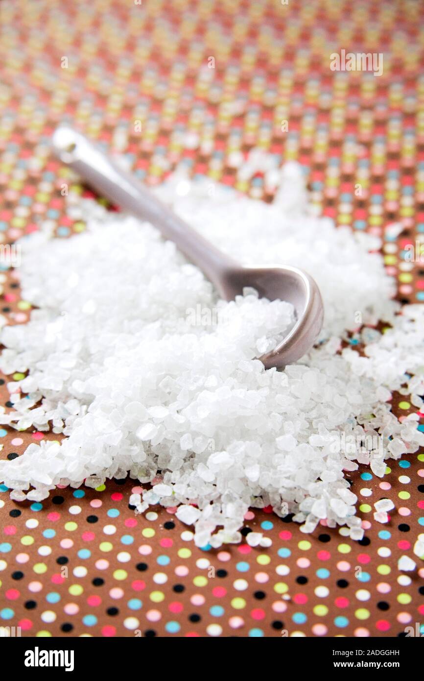 Rock salt and spoon Stock Photo - Alamy