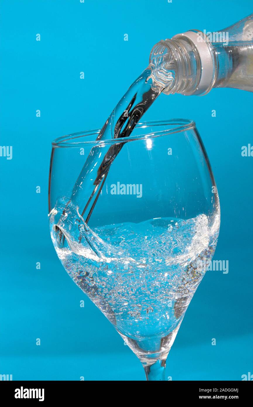 Sparkling water being poured into a glass from a bottle Stock Photo - Alamy
