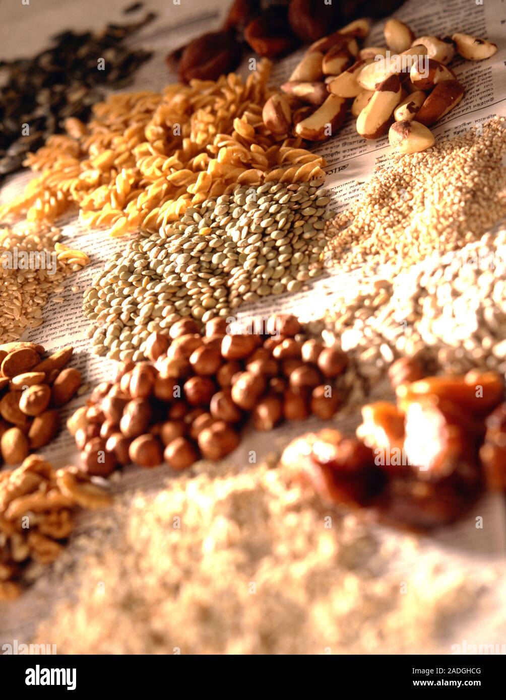 Dried foods. Assortment of pasta, nuts, pulses and grains Stock Photo ...