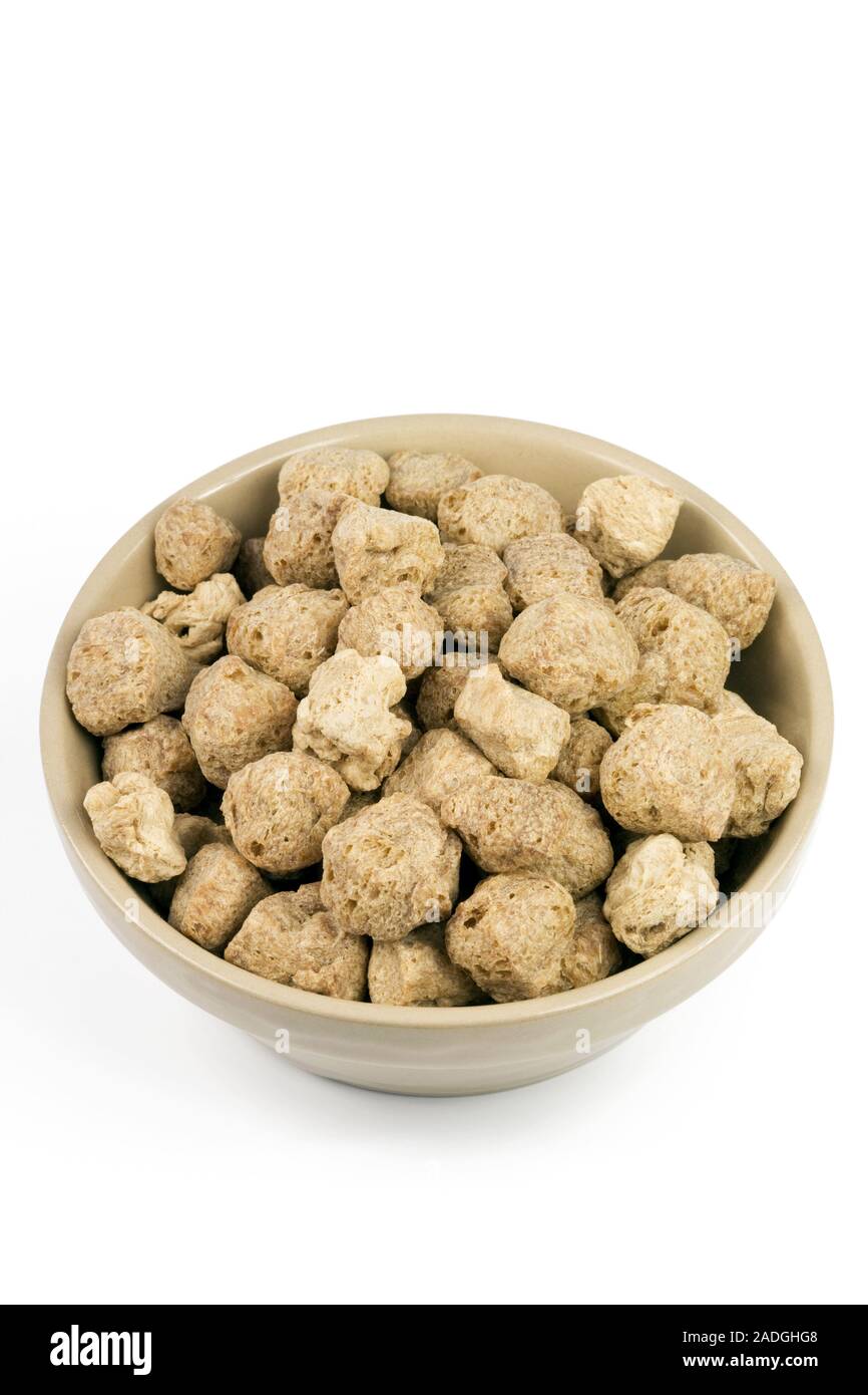 Soya protein chunks. Made from defatted steamed soybeans, they are used ...