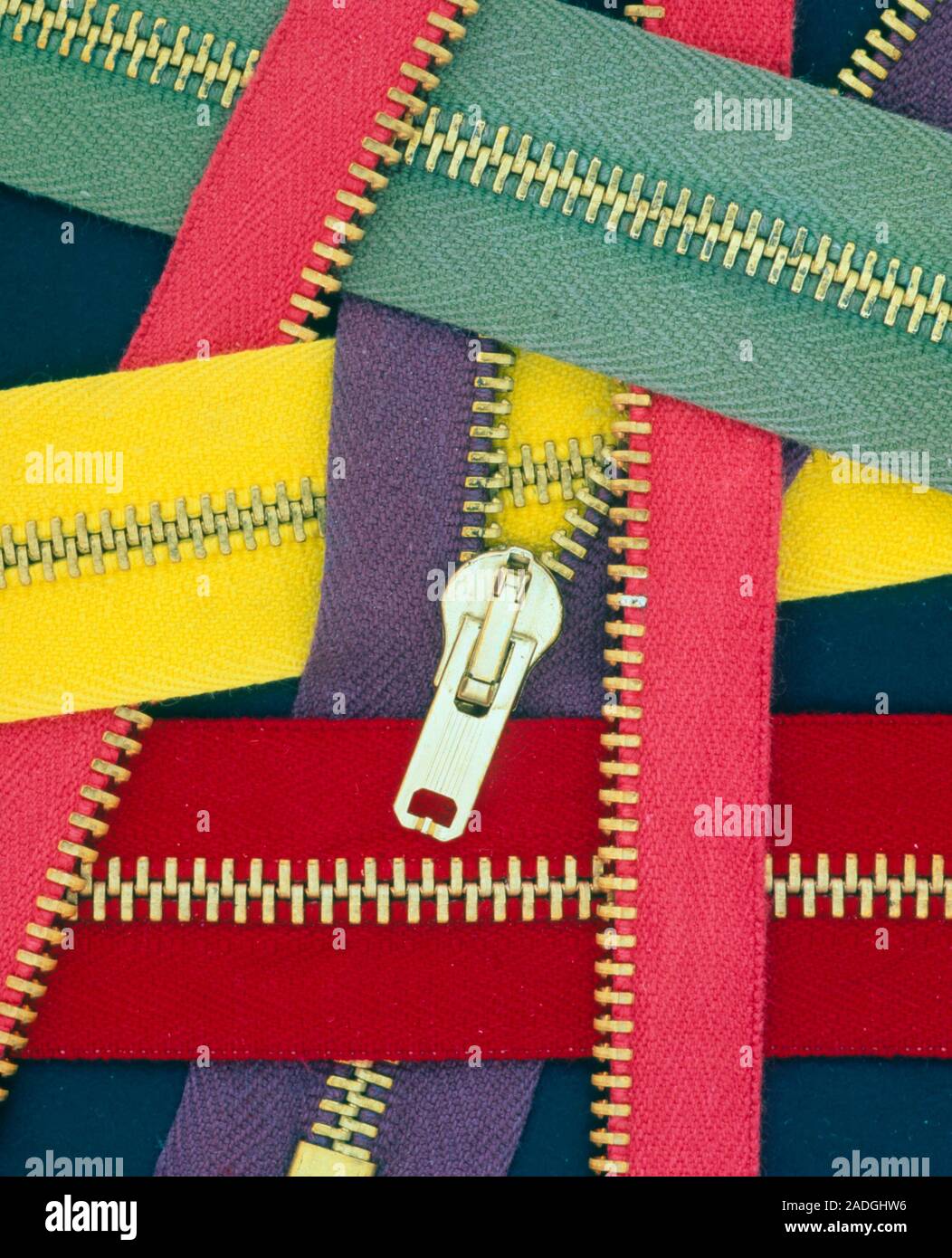 A selection of zip fasteners Stock Photo - Alamy