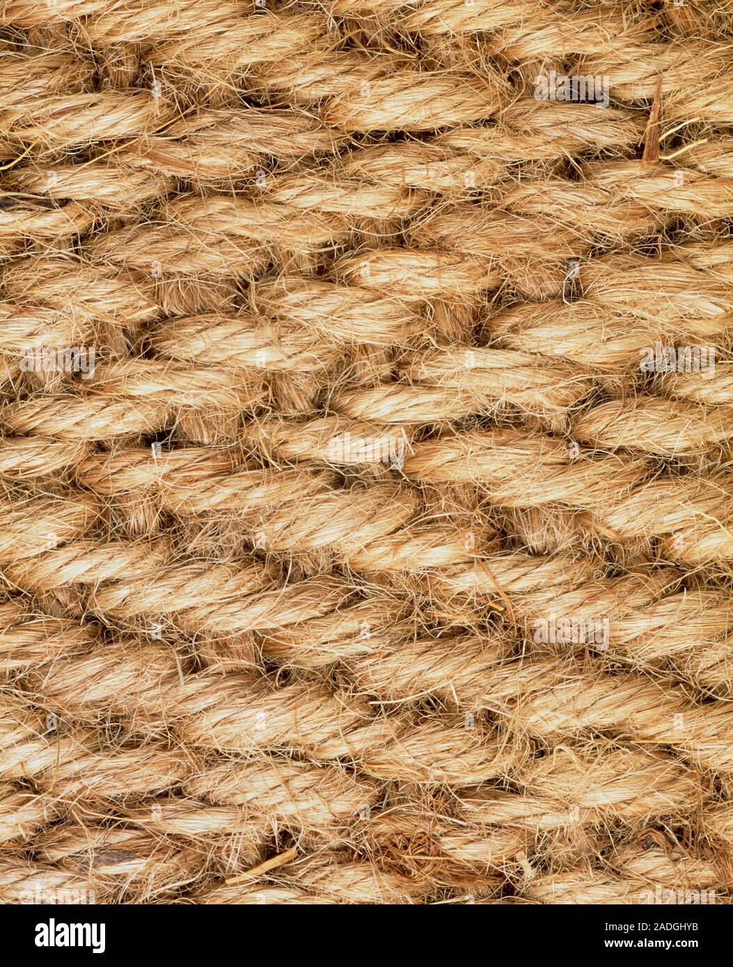 Jute weave. Macrophotograph showing the weave of a mat made of jute ...