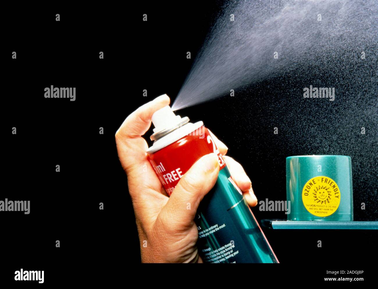 Ozone-friendly can of hair spray, designed without the use of chemicals ...